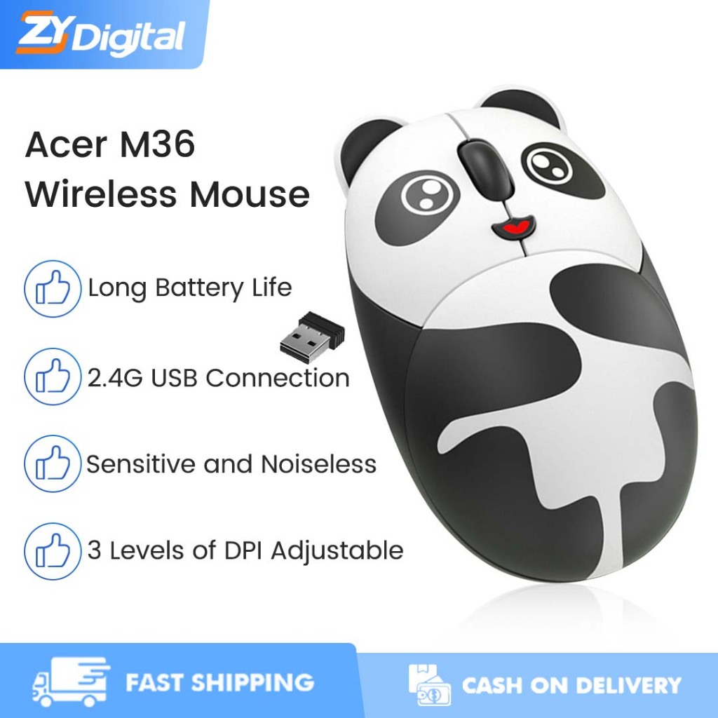 Acer 2.4Ghz USB Wireless Mouse Cool Panda Shape Mice Mouse Sensitive ...