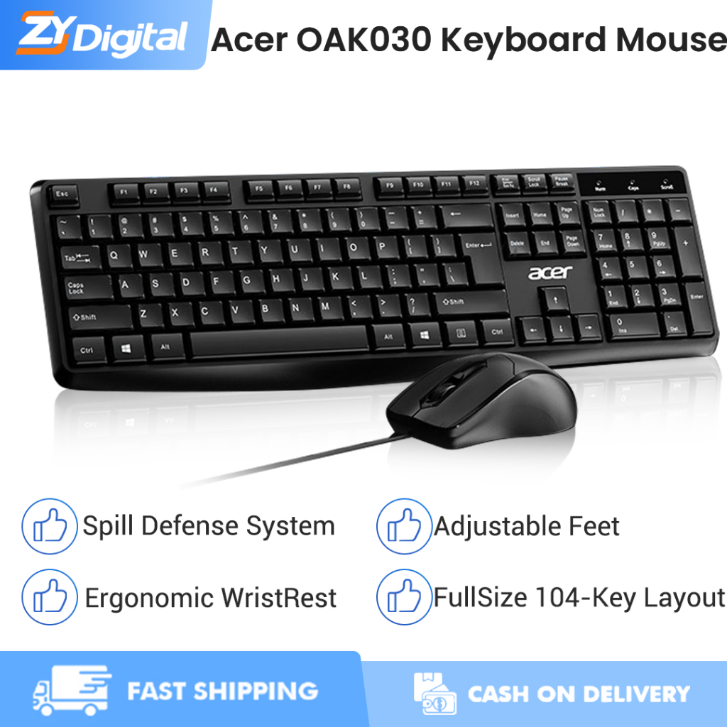 Acer OAK-030 Keyboard Mouse Combo Spill-Proof WristRest Ergonomic ...