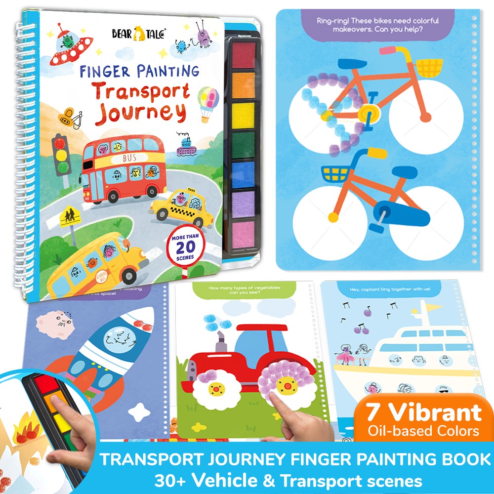 Bear Tale Kids Finger Painting Books for Kids 5 Themes Paint Easy Clean ...