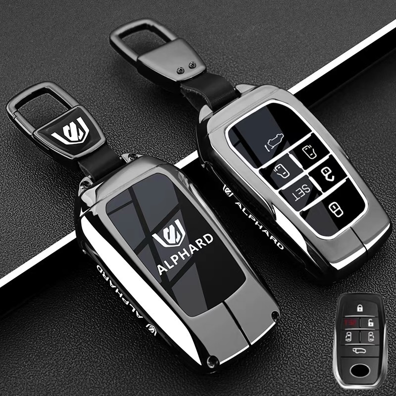 Zinc Alloy Leather Car Key Cover for Toyota Alphard Vellfire 5 6 Button ...