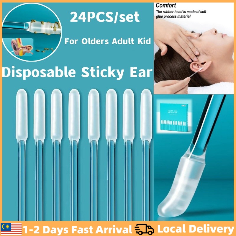 [Local Stock] 24PCS/set Disposable Sticky Ear Swabs Pick Reusable Ear ...