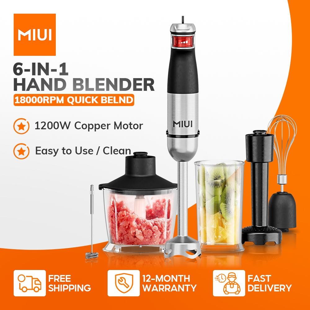 MIUI Electric Hand Held Stick Blender 6-in-1 Multi-Purpose Immersion ...