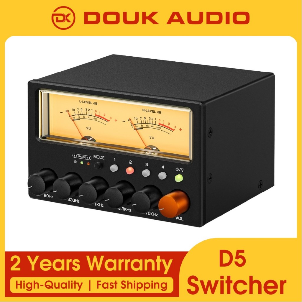 Nobsound D5 4-Way Audio Switcher Splitter HiFi 5-Band Stereo EQ Preamp ...
