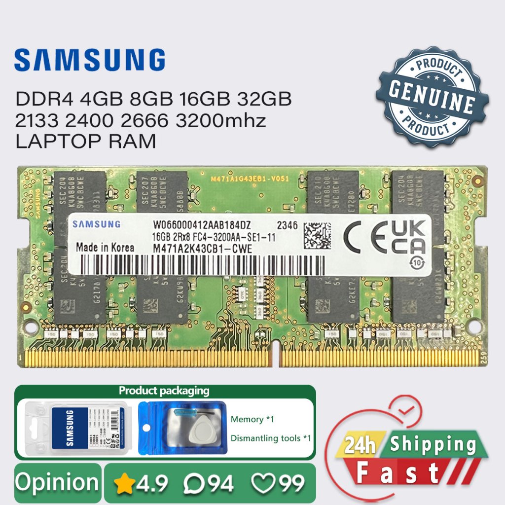 Samsung ddr4 8g 16g 32g 4g 3200 2133 2400 2666 Laptop memory sodimm ram | Shopee Malaysia