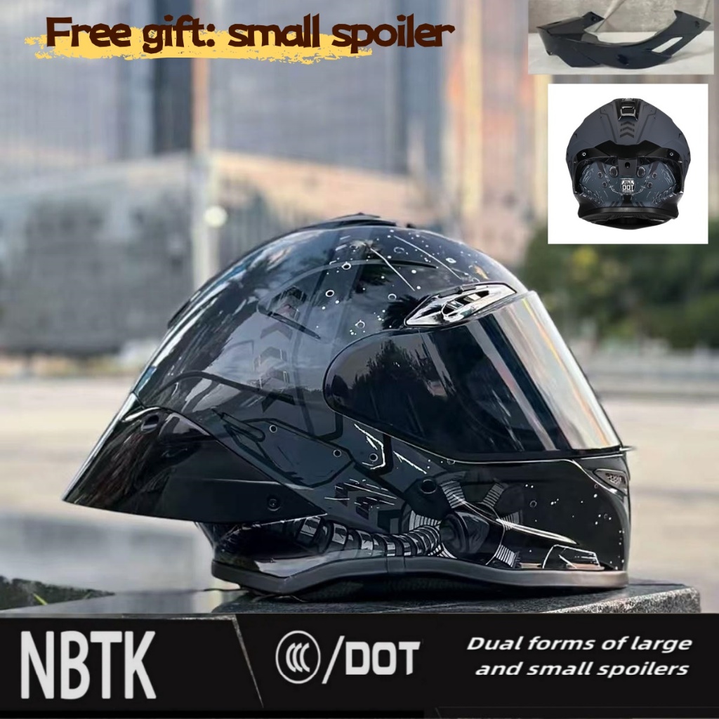 NBTK Motorcycle Helmet - DOT Certified Full-Face Helmet, with Removable ...