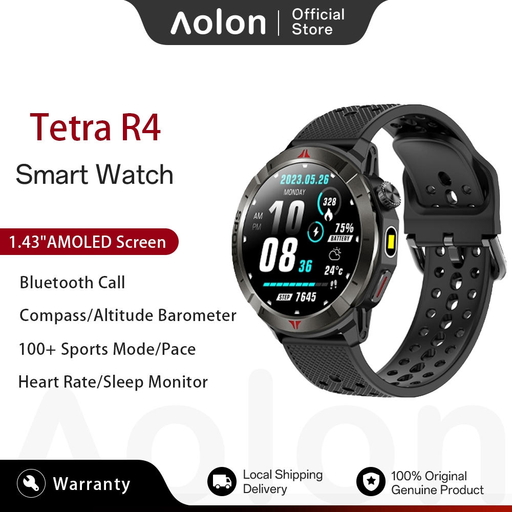 Aolon Tetra R4 Smart Watch 1.43" AMOLED Touch Screen Rugged Outdoor ...