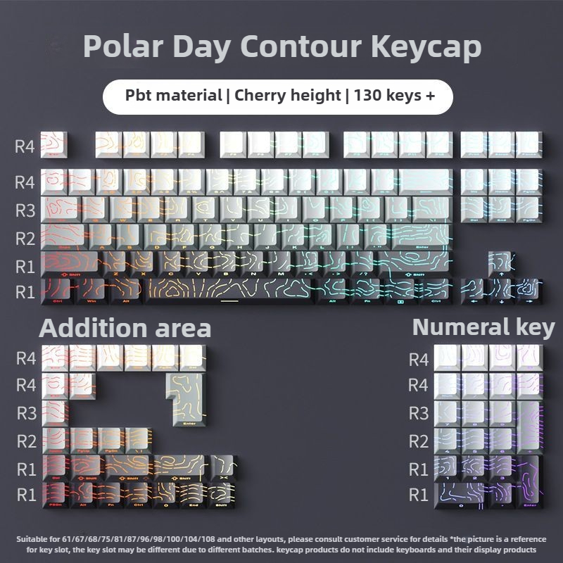 Polar Day Contour Keycap Side Print Shine Through Character Lines ...