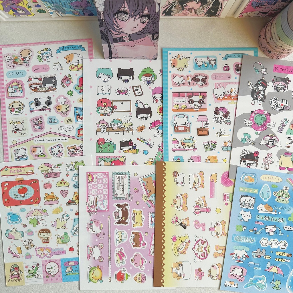Korean Cartoon Animal Cute Daily Stickers Cute Girl Stickers Hand ...