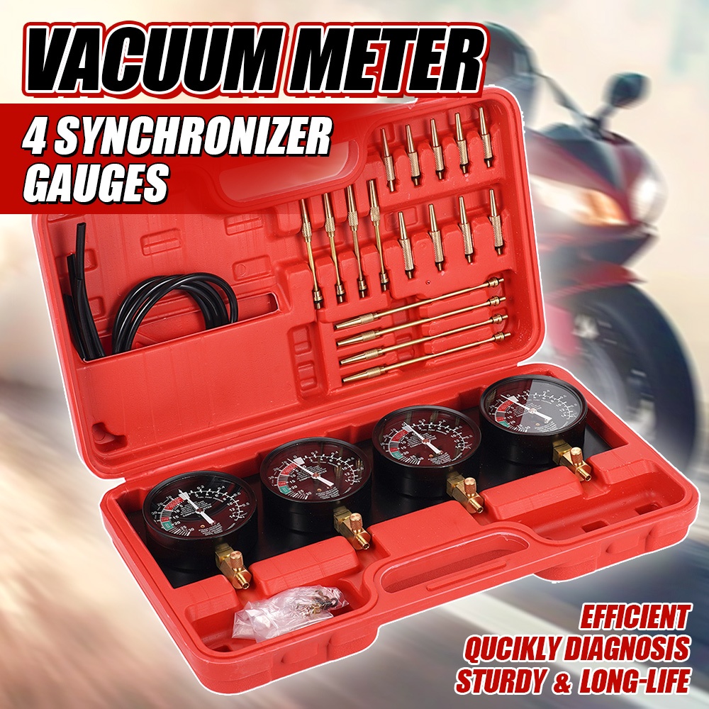 Vacuum Carburetor Synchronizer Carb Tool sync 4 Gauge Set with Rubber ...
