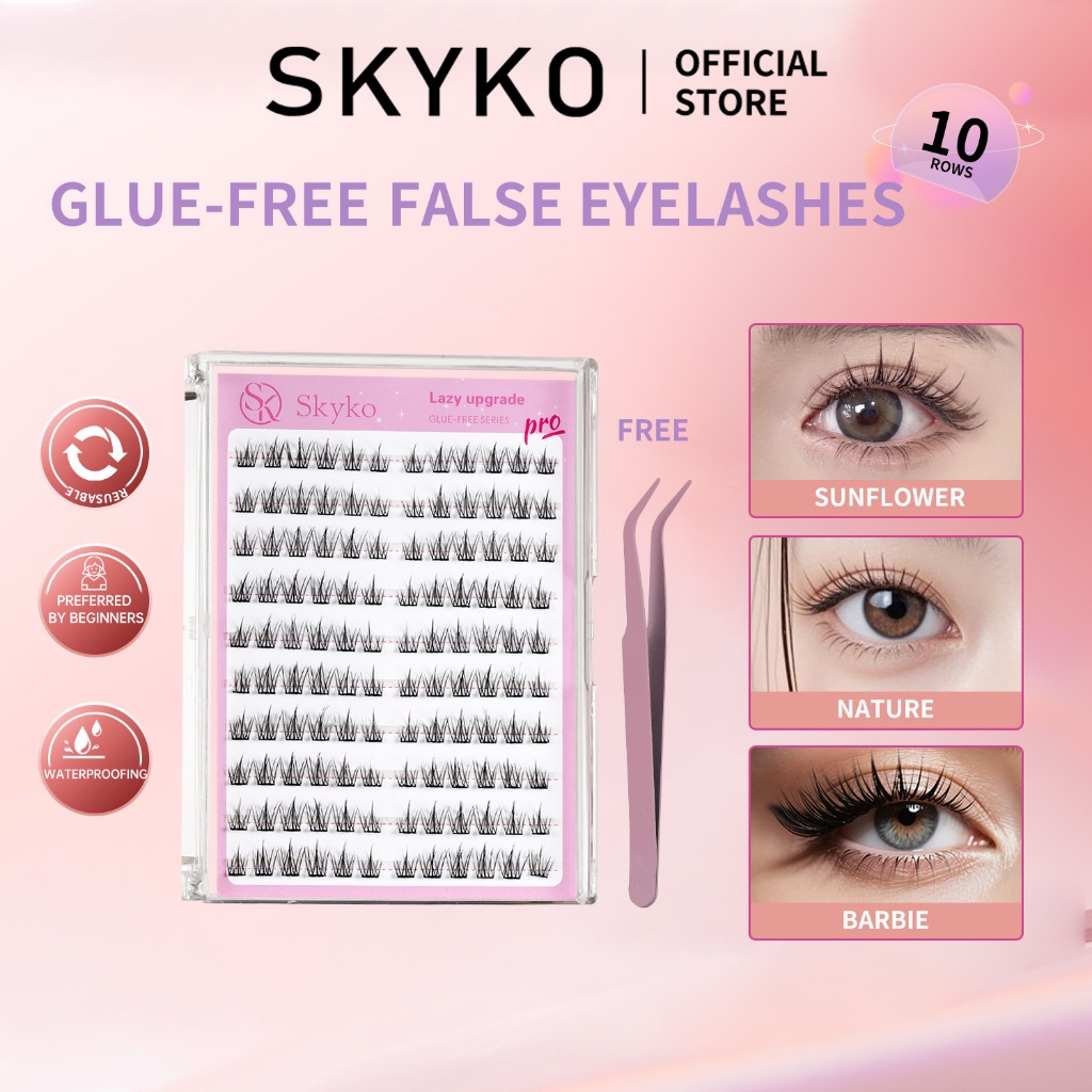 SKYKO False Eyelash Glue-Free 10 Rows 120pcs Long Lash Waterproof ...