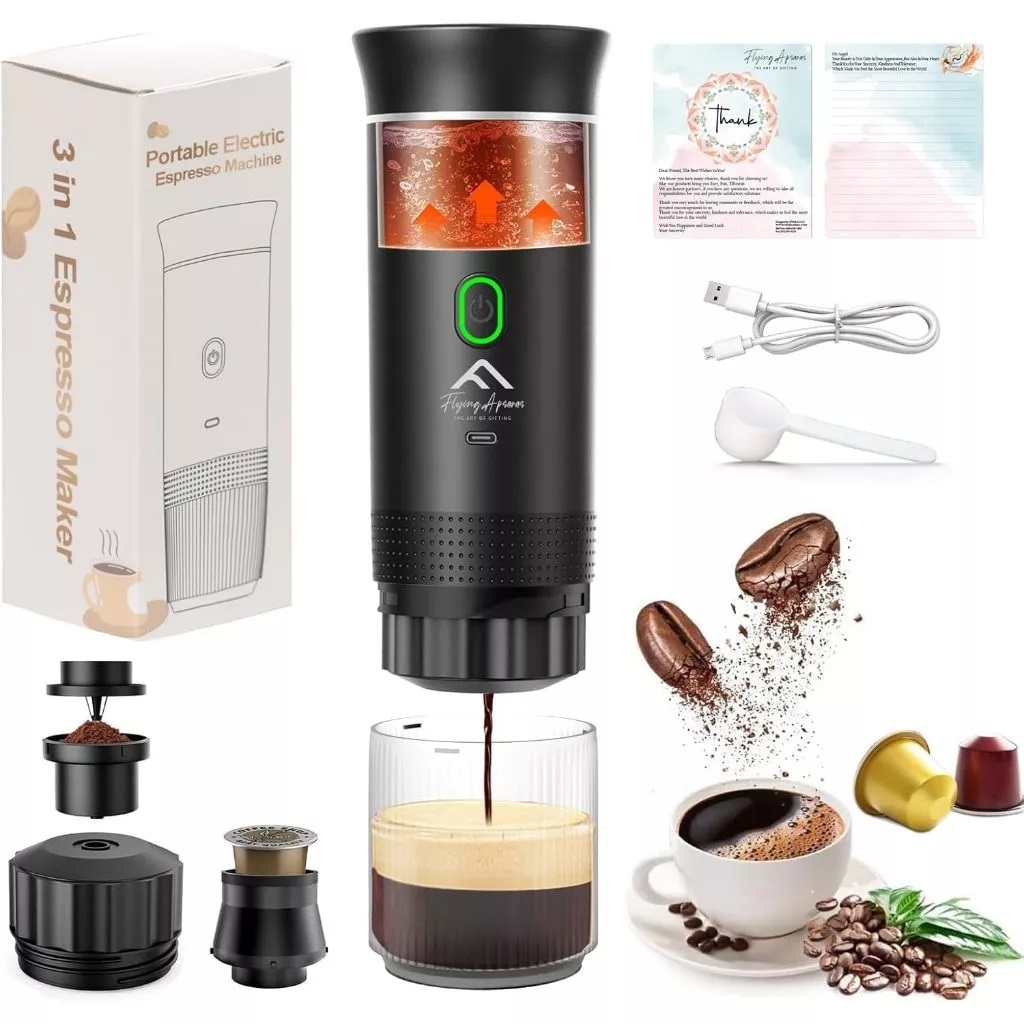 Powdeom Portable Espresso Maker, Electric Travel Coffee Machine for ...