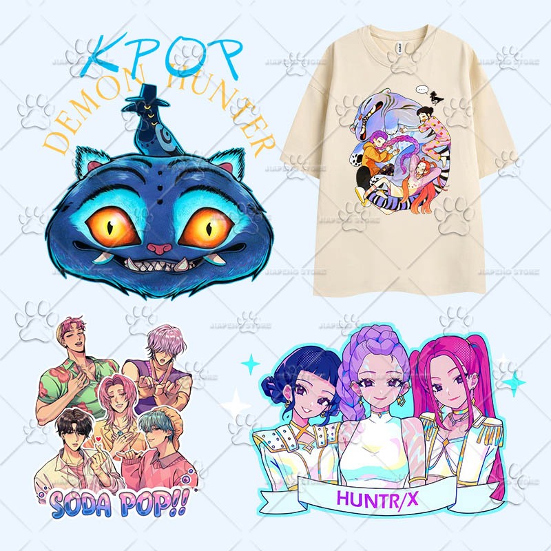 KPop Demon Hunters Patches Iron On Transfers For Clothes Cartoon Heat ...