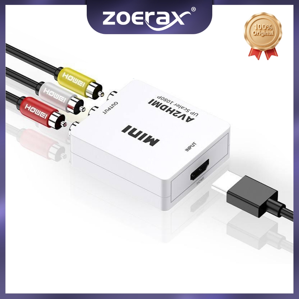 ZOERAX AV to HD-MI Converter Mini AV2HDMI 1080P RCA AV/CVBS to HDMI ...