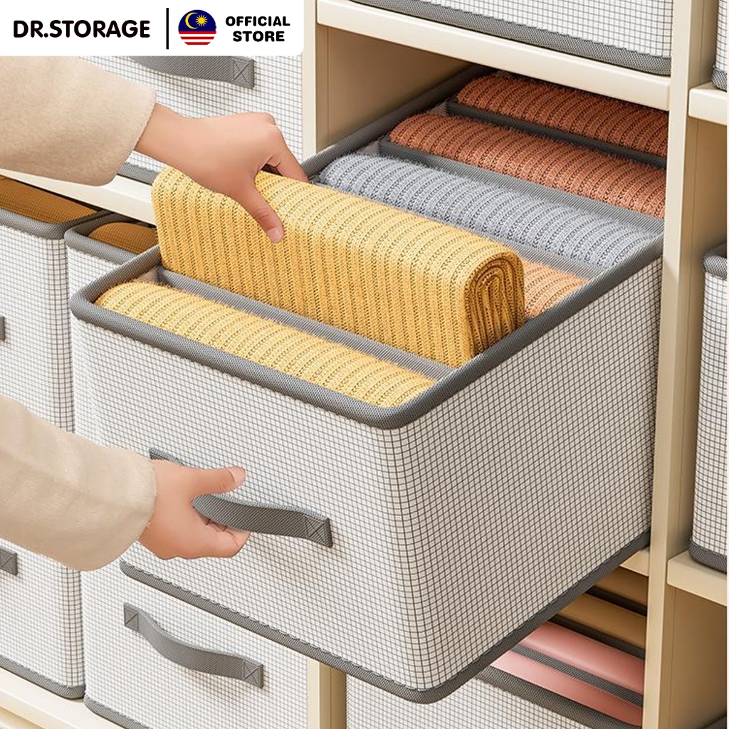 DR.STORAGE Foldable Clothes Storage Box with Grids Kotak Simpan Baju ...