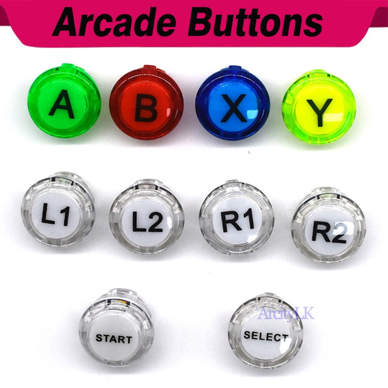 10 Pcs 30mm Arcade Push Buttons A/B/X/Y/L1/L2/R1/R2/Start/Select Snap ...