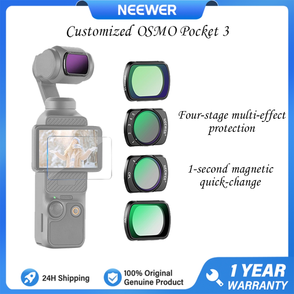 NEEWER 4 Pack Magnetic Filter Set for DJI OSMO Pocket 3, UV CPL ND2-32 ...