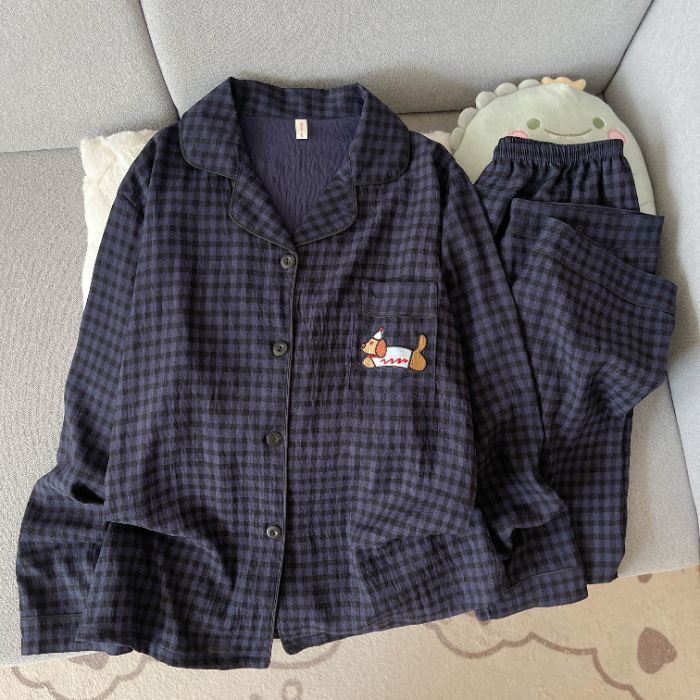 Korean Fashion Women Cloud Cotton Pyjamas Set Sleepwear Female Long ...