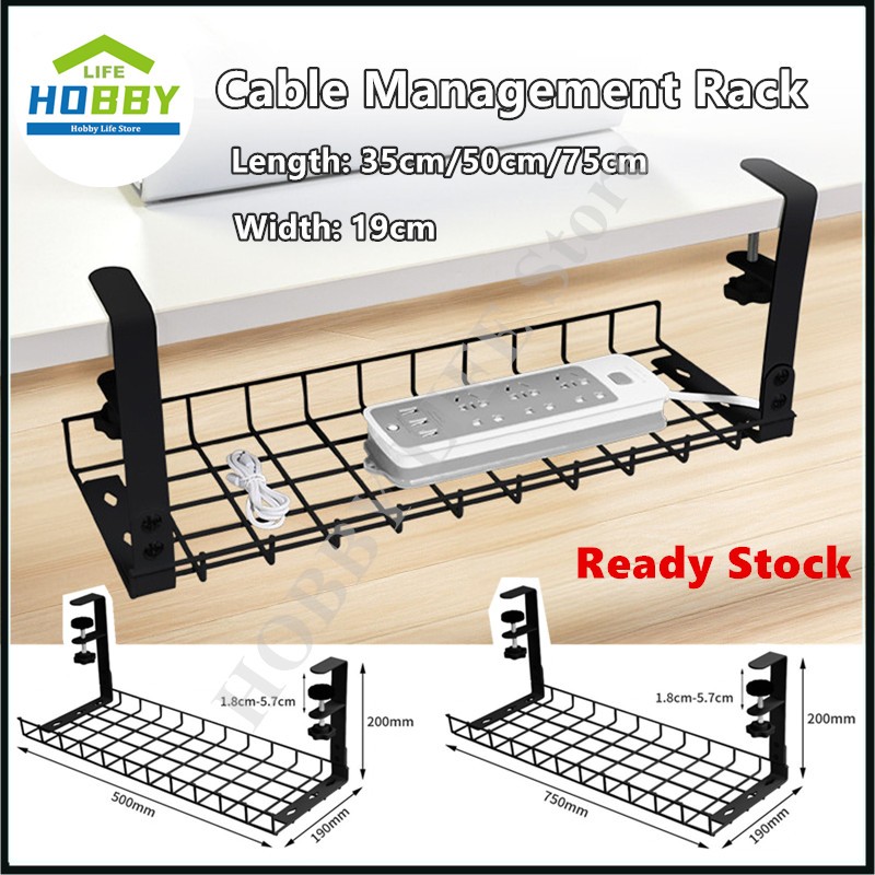 [ STOCK IN MY] Under Desk Cable Storage Organizer Cable Tray Basket ...