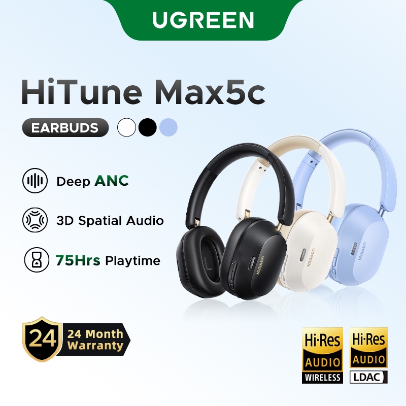 UGREEN HiTune Max5c Hybrid Active Noise-Cancelling Headphones Hi-Res ANC Certified HiFi Earphone ...