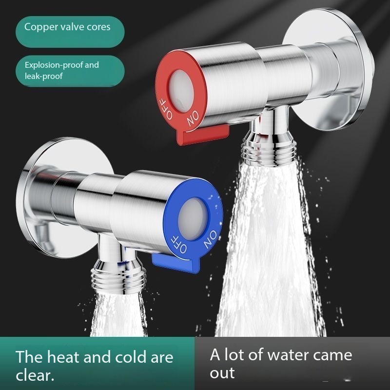 304 Angle Valve Stainless Steel Triangle Valve Hot and Cold 4 Points ...