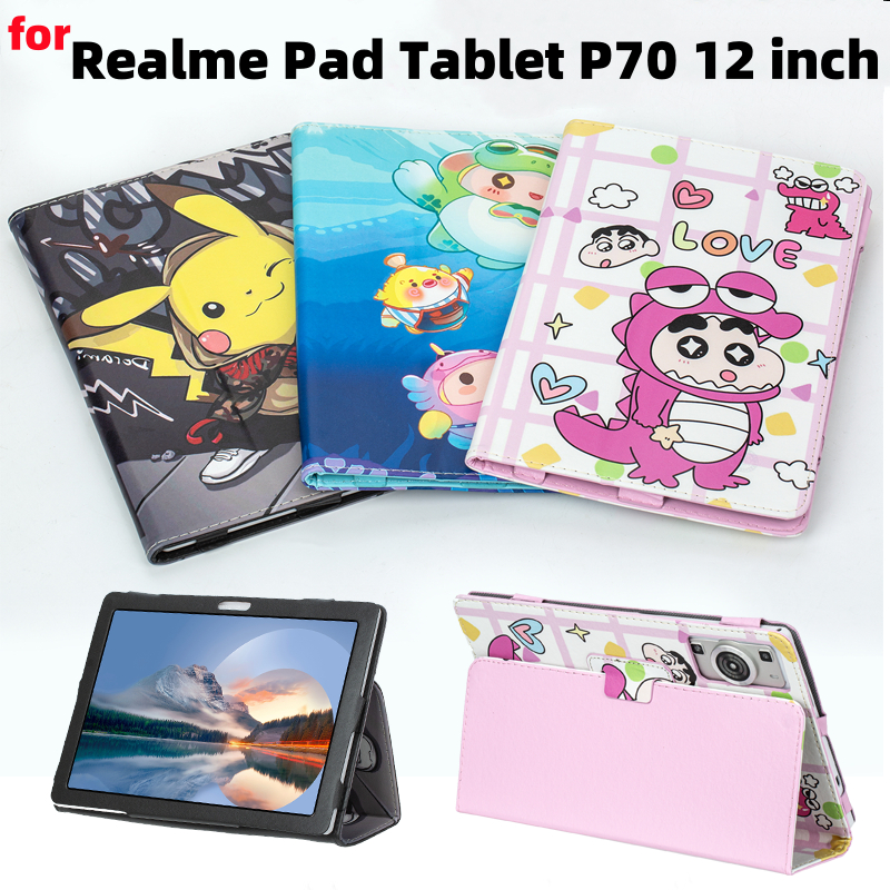 for Realme Pad Tablet P70 12 inch Cute Catoon Anime Pattern Cover Flip ...