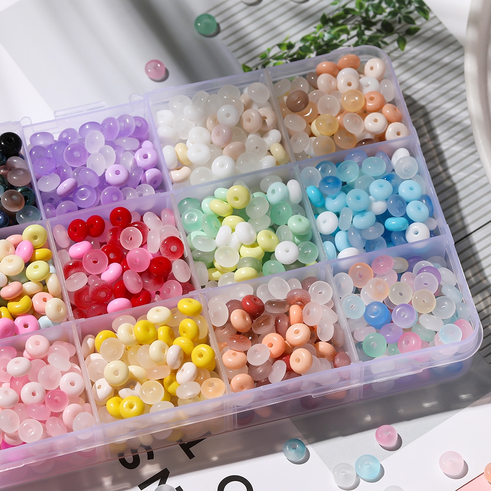 50-100 Pieces 3 * 6mm Mixed Color Glass Beads Flat Round Beads Abacus ...