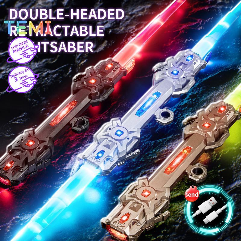 ⭐ Malaysia dalam stok ⭐TEMI Telescopic Double Headed Laser Sword Toy ...