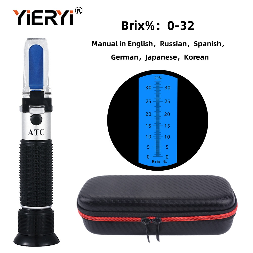 Yieryi Hand Held Brix Refractometer For Sugar Beer Brix Test ATC Fruit ...