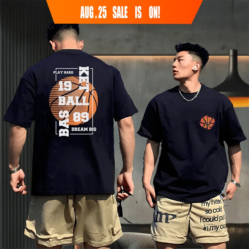 Men's T-shirt tops for summer new sports style basketball short-sleeved ...