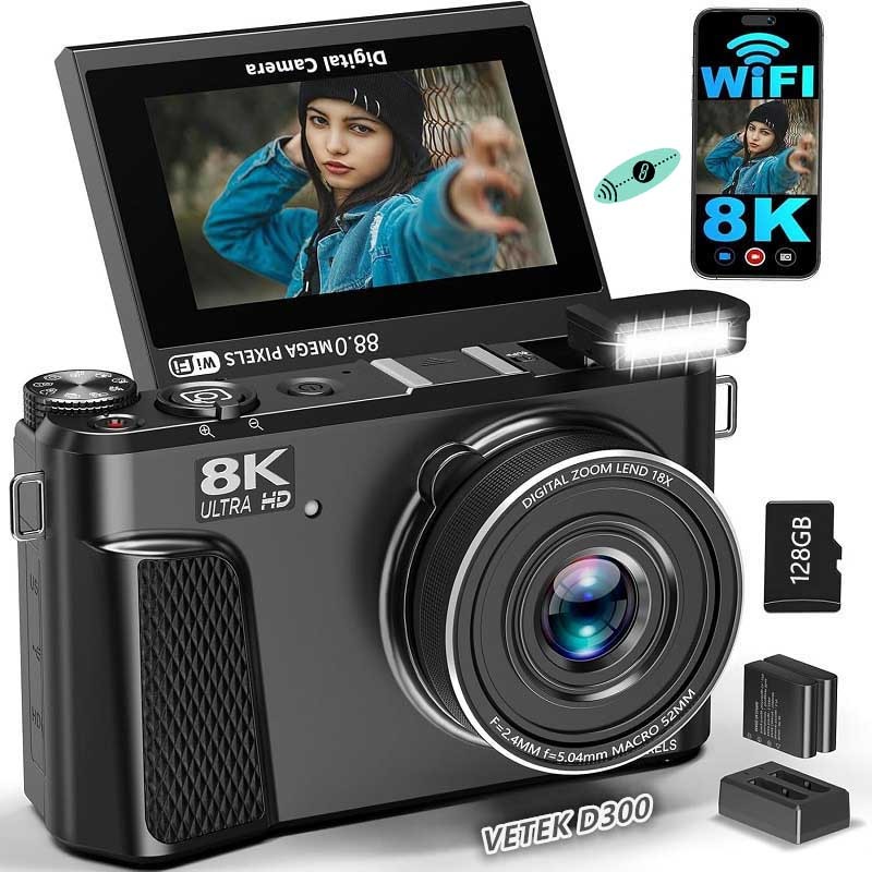 VETEK D300 camera, 8K Digital Camera for Photography , camera for ...