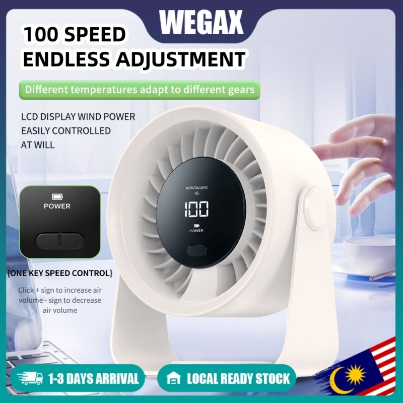 High-Speed Adjustable Angle Quite Desk Fan With LED Display Wall Mount ...