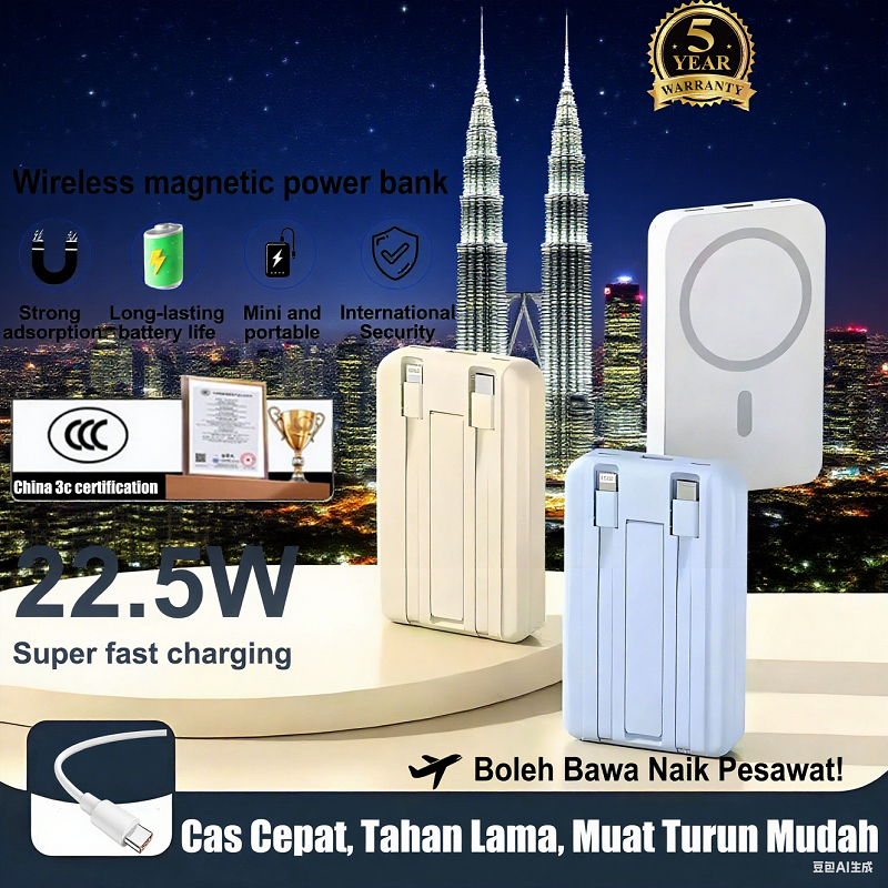 【Spot &3C Certification 】5 in 1 Magnetic 3C Powerbank 20000mAh Wireless ...