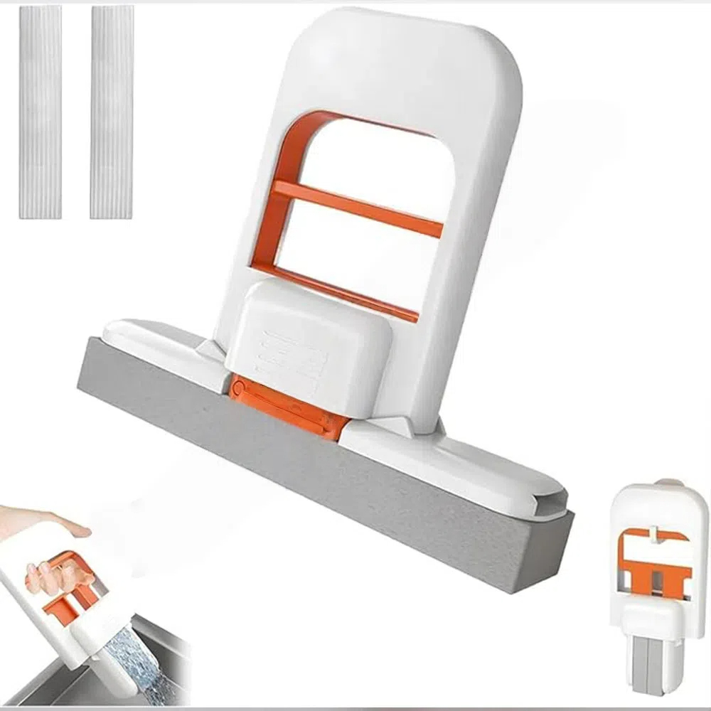 Mini Foldable Desktop Mop, Portable Self-Squeeze Short Mop, Wet and Dry ...