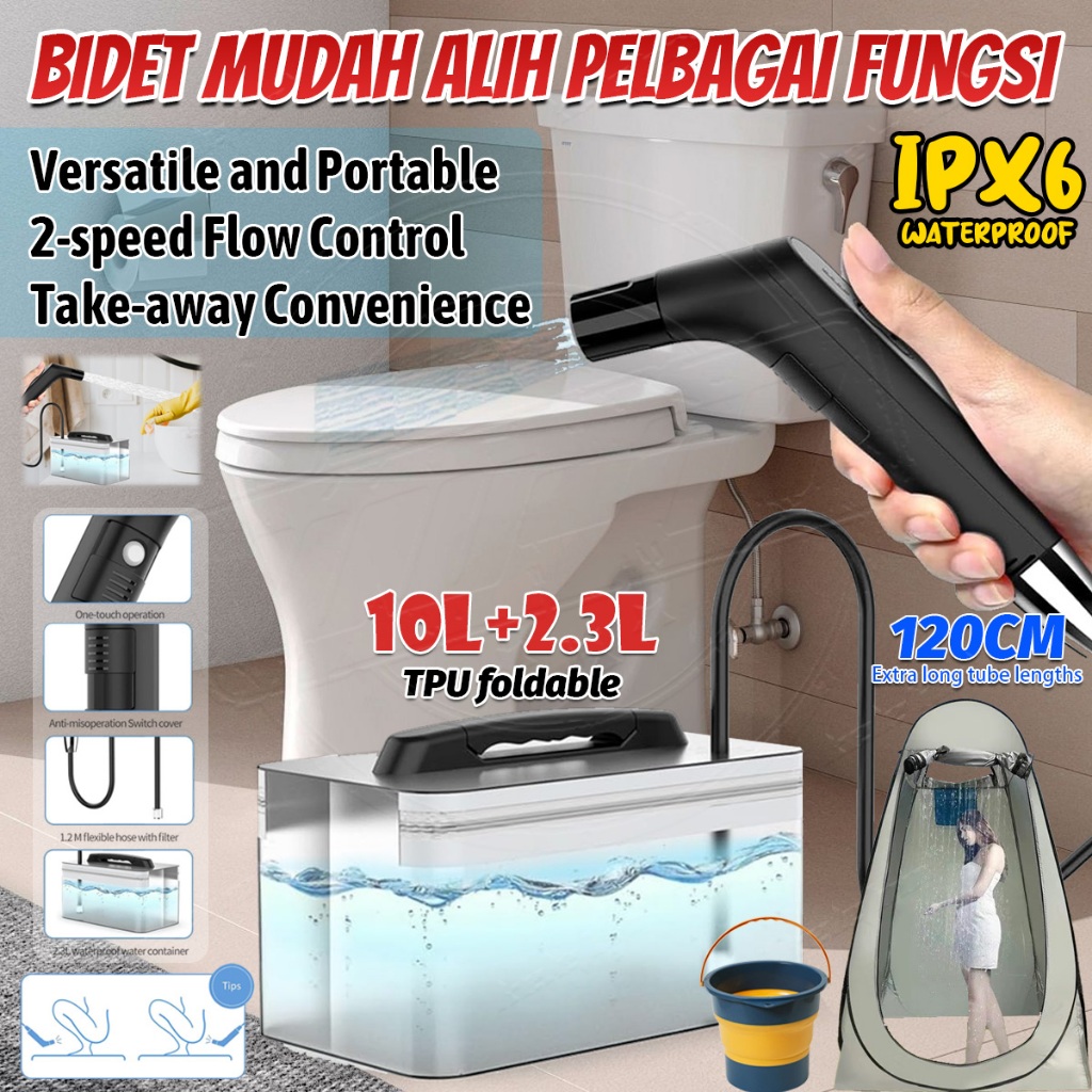 Portable Rechargeable Bidet Sprayer Travel 2.3L Personal Hygiene ...