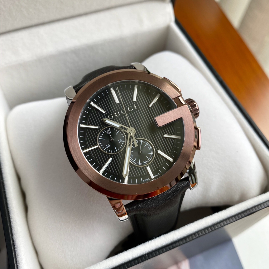GUCCI GUCCI Men's Watch Wrist Watch Noble Business Casual Black Leather ...