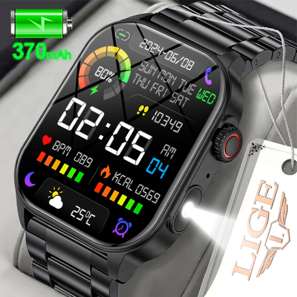LIGE Smart Watch LED Lighting Original Men Women Full Touch Screen ...