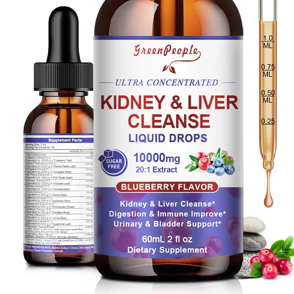 GPGP 27-in-1 Kidney Cleanse Detox & Repair Drops - 20:1 Cranberry ...