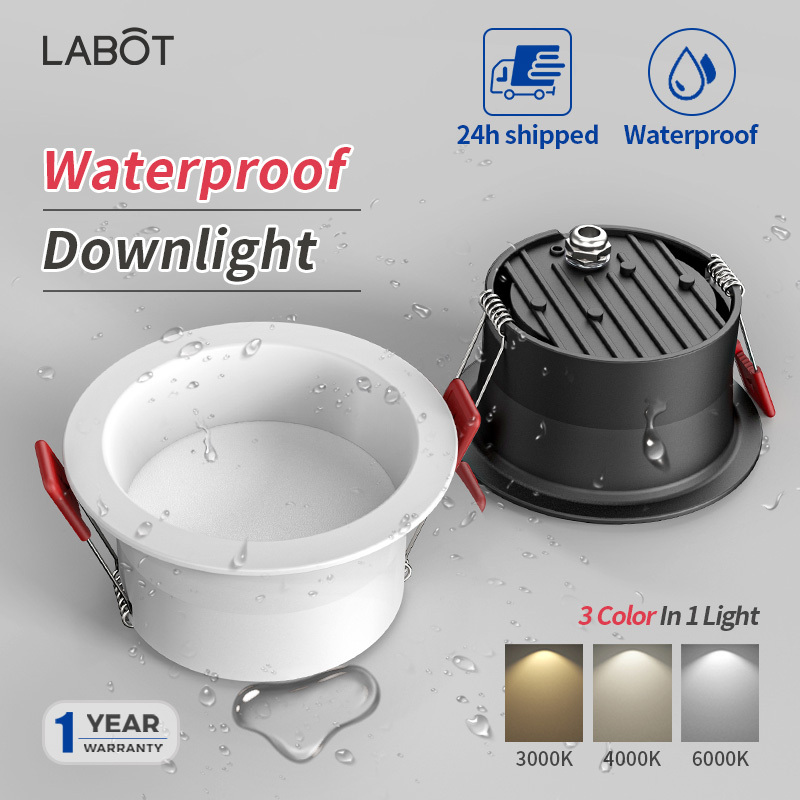 Waterproof Tricolor Downlight Recessed Household Anti-glare Downlight ...