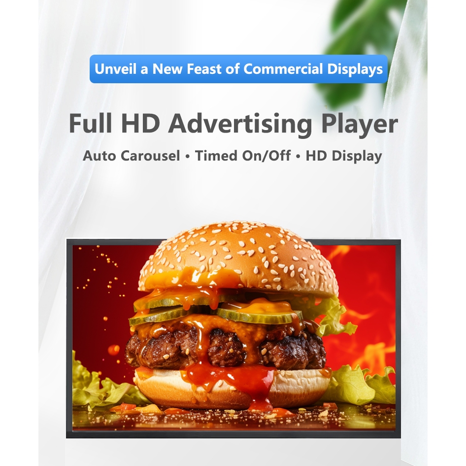 Advertising machine 17-27 inch display screen with USB drive to play ...