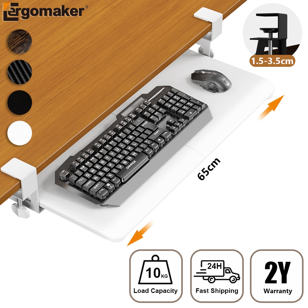 Ergomaker Keyboard Sliding Tray Under Table Bracket No Drilling Required Holder Keyboard Drawer ...