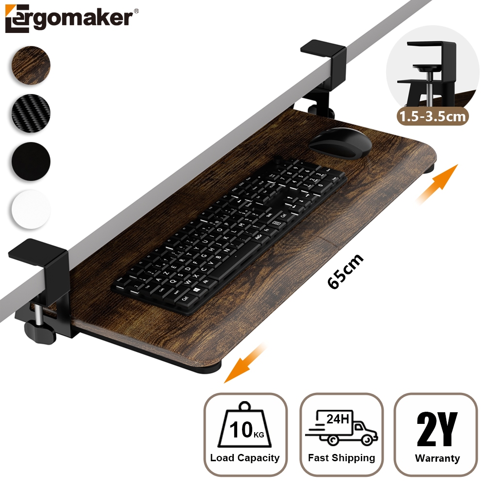 Ergomaker 65cm Keyboard Sliding Tray Under Table Bracket No Drilling ...