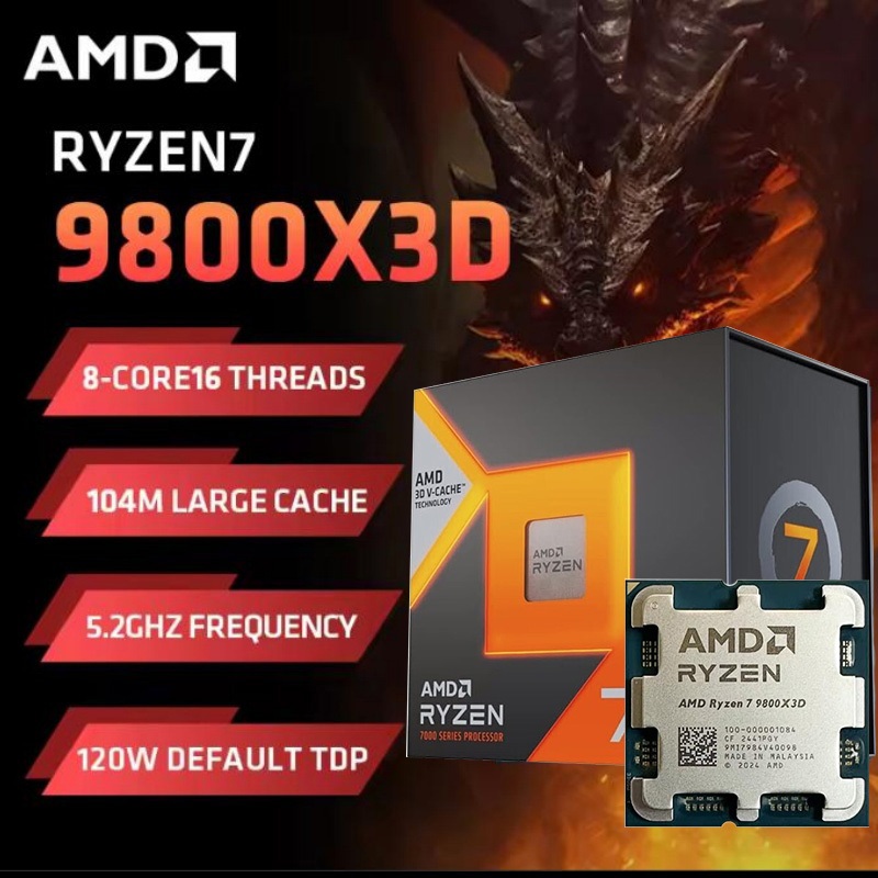 AMD Ryzen 7 9800X3D New 8C 16T 5.0GHz 5NM DDR5 CPU Integrated Graphics ...