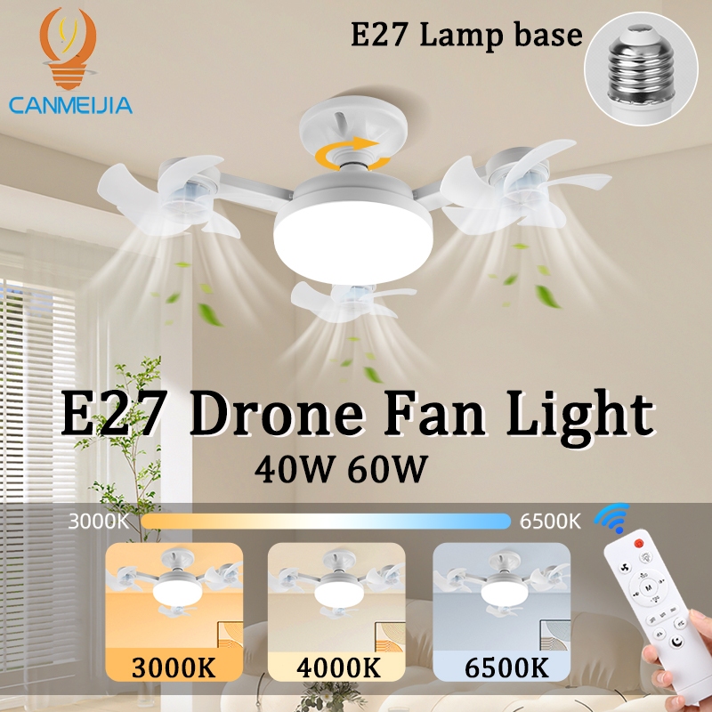 CANMEIJIA E27 Drone Fan Light Bulb LED Fan Ceiling Light Dimmable ...