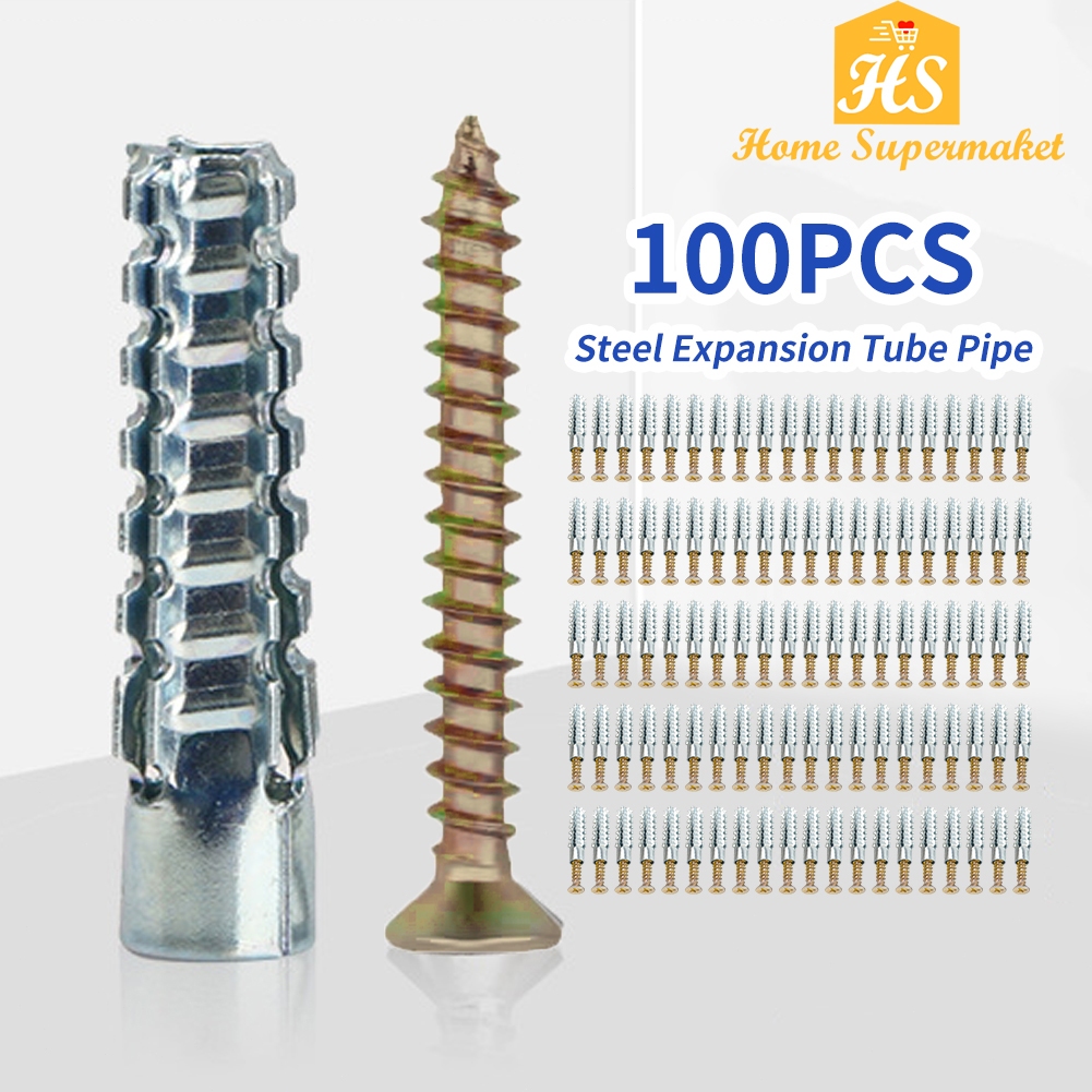 20/50/100Set Metal Wall Plug Expansion Pipe Nail Expansion Light Iron ...
