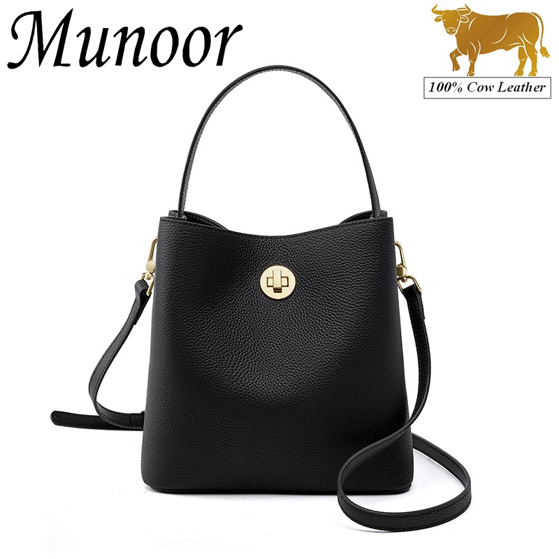 Munoor 100% Genuine Cow Leather Bag Women High Quality Fashion Handbag ...
