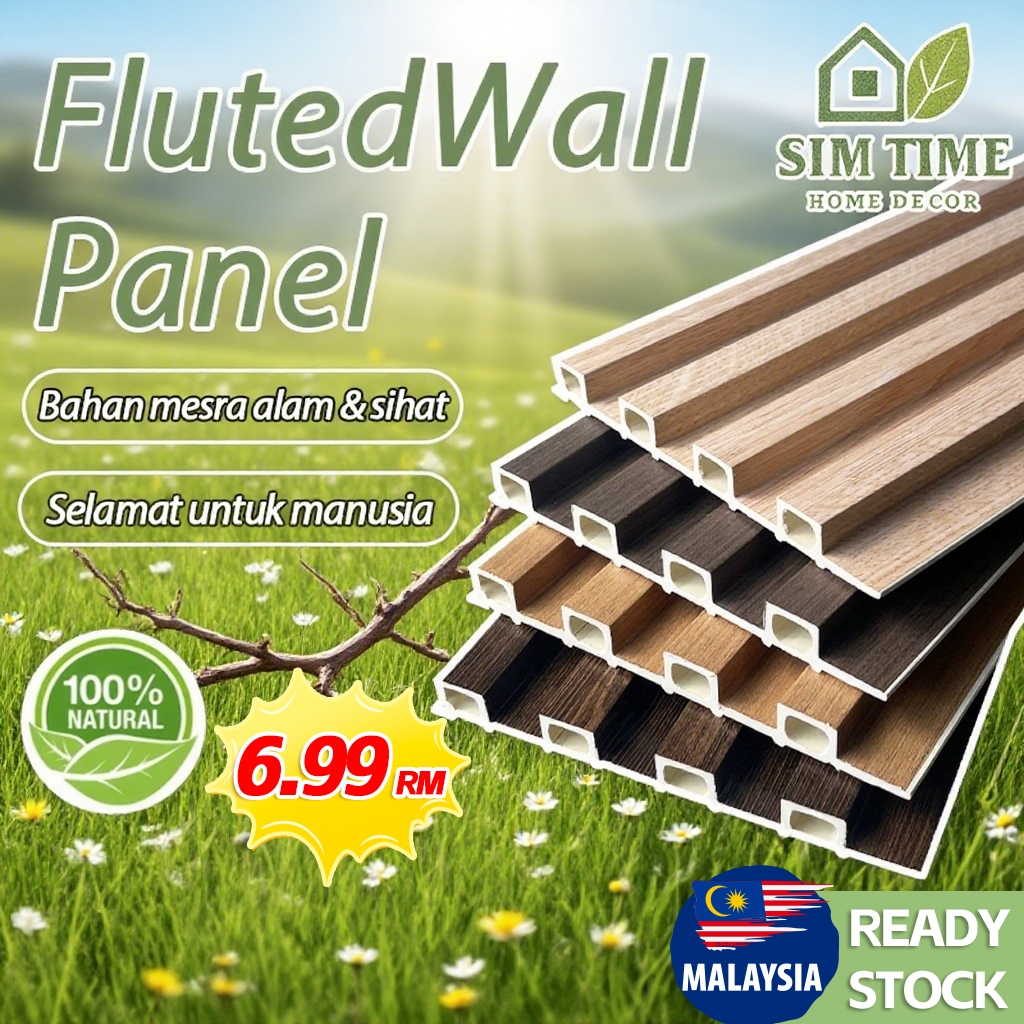 Hiasan Dinding Bilik Fluted Panel Kayu PVCWPC 10ft Cocok Ruang Tamu ...