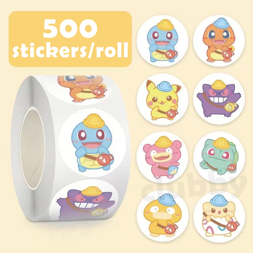 500 Pokemon Sticker Roll Pikachu Charizard waterproof Cute Sealing ...