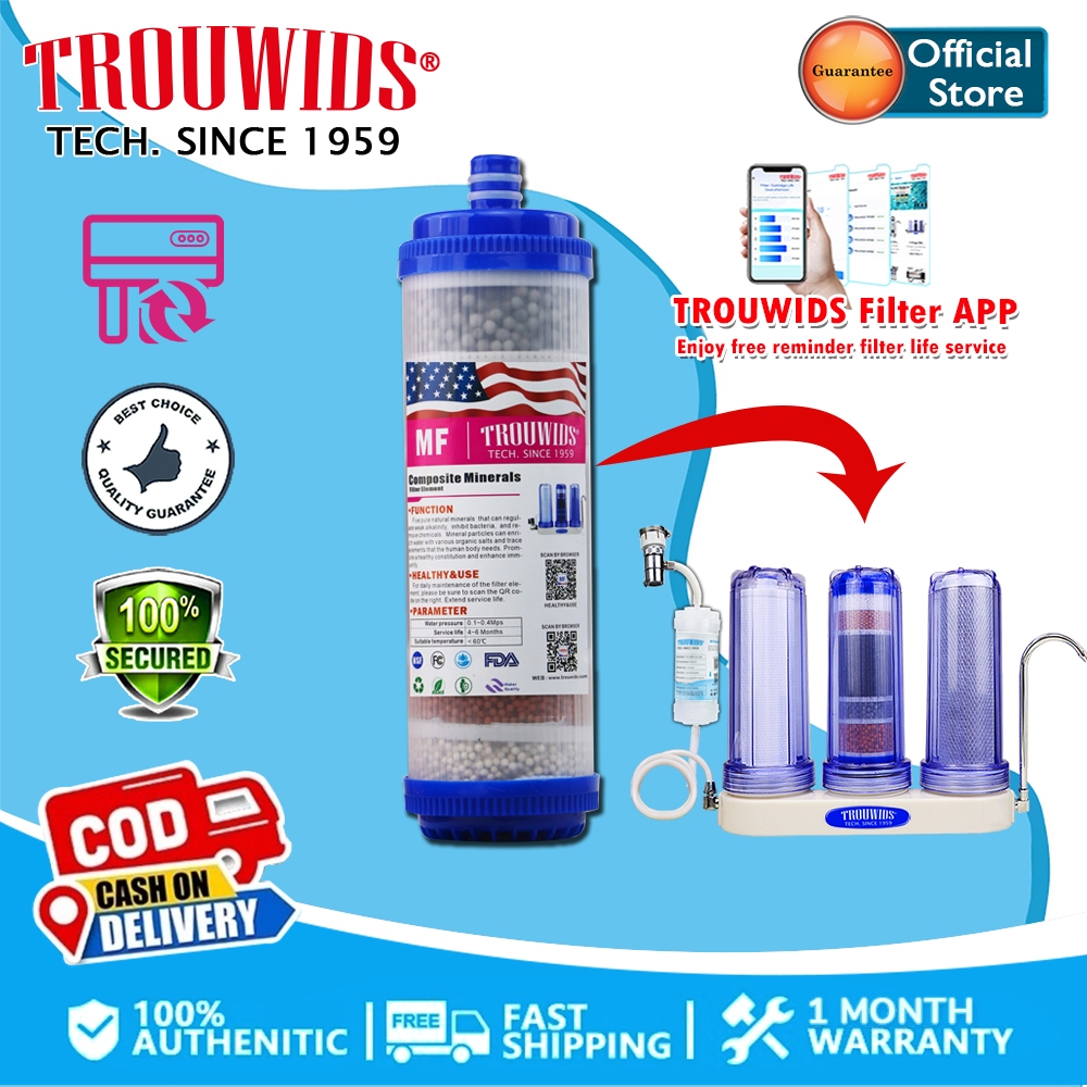 TROUWIDS 5 In 1 Minerals Alkaline Water Filter Replacement Cartridge ...