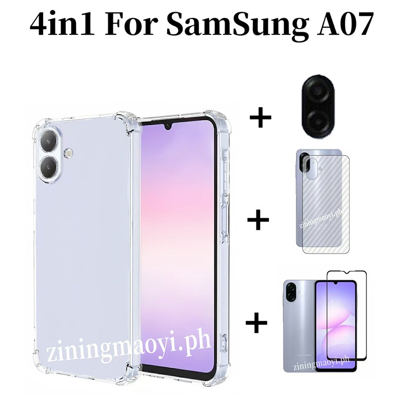 4in1 Samsung Galaxy A07 A17 Shockproof Soft Transparent Phone Case for ...