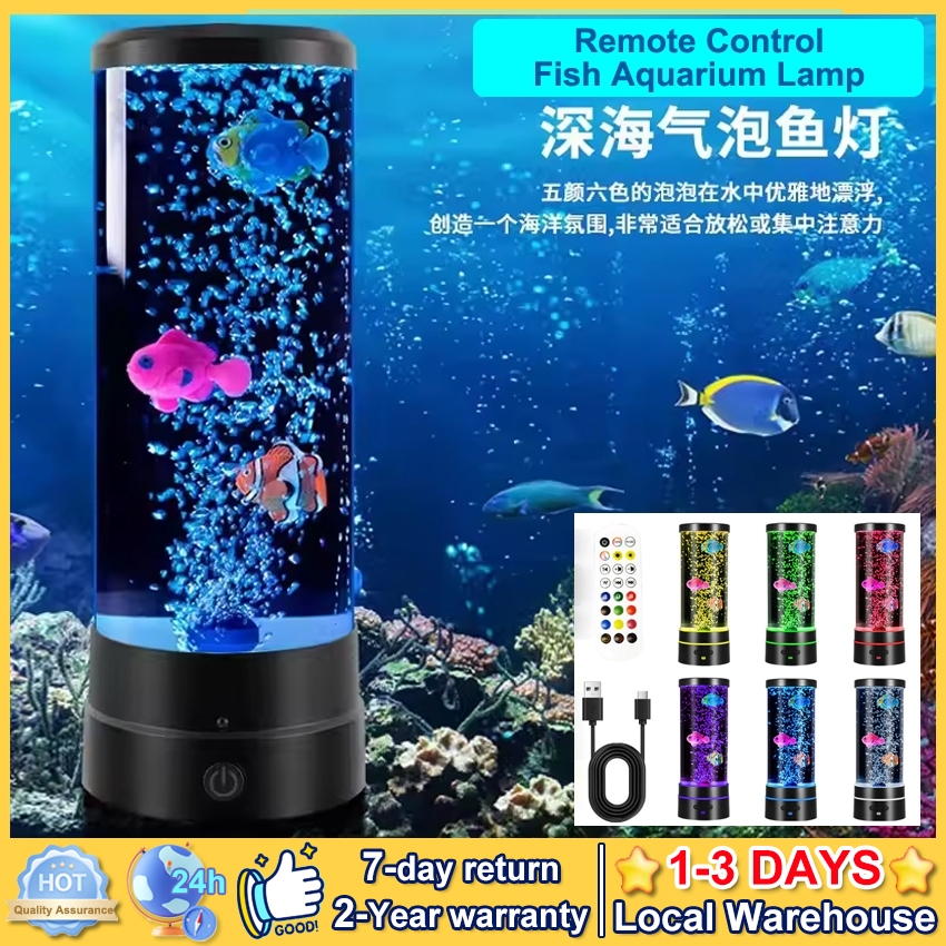2Days⭐️Local+COD⭐️ Remote Control Fish Aquarium Lamp - 3D Bubble ...